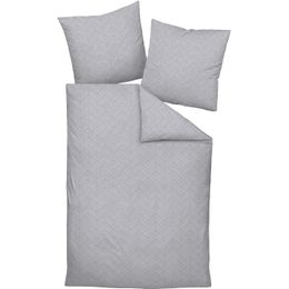 Bettwäsche Janine "MILANO 45061", grau (platin), B/L: 155cm x 200cm, 1 Stk., 1 Stk., Mako-Satin, B/L: 80cm x 80cm, 2 Stk., Mako-Satin, Obermaterial: 100% Baumwolle, Bettwäsche, mit Reißverschluss