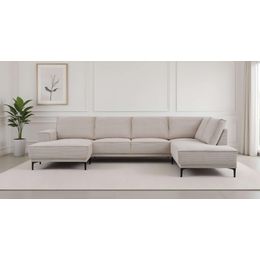 Wohnlandschaft Places of Style, B:345cm H:85cm T:210cmsand, 92%PES 8%NY, Sofas, "XXL Sofa Oland, Struktur, Flachgewebe, Luxus-Microfaser, Boucle",