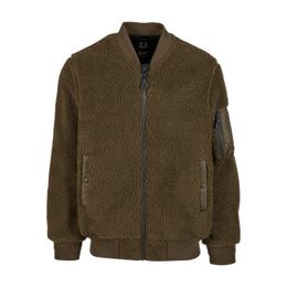 Allwetterjacke Brandit "Brandit MA1 Sherpa Jacket", Herren, Gr. L, grün (olive), 100% Polyester, unifarben, normal, Rundhals, Jacken