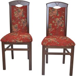 Esszimmerstuhl, rot (rot, nussbaum, nachbildung), B:45cm H:95cm T:49cm, HOFMANN LIVING AND MORE, Stühle