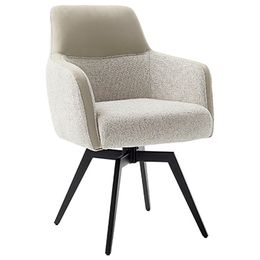 Armlehnstuhl MCA furniture "MILAGRO Esszimmerstuhl (2er Set)", beige (creme, schwarz), B:63cm H:89cm T:64cm, Polyester, Stühle, 180 drehbar, Taschenfederkern, Metall, Vintagelook, belastbar 120 kg