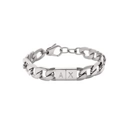 Edelstahlarmband Armani Exchange "Schmuck Geschenk Edelstahl Armschmuck CLASSIC", silber (edelstahlfarben), Armbänder, Damen, 22cm, Edelstahl
