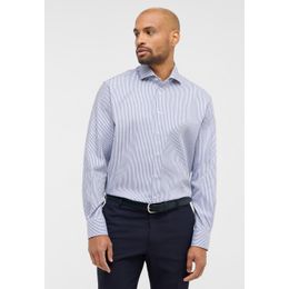 Langarmhemd Eterna "MODERN FIT", Herren, Gr. 43, Normalgrößen, dunkelblau, Satin, 100% Baumwolle, tailliert, Manschette, Hemden, NON IRON (bügelfrei)