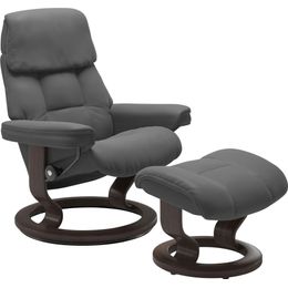 Relaxsessel stressless "Ruby", grau (grau batick), B:88cm H:99cm T:77cm, Leder BATICK: BATICK ist ein leicht korrigiertes, durchgef&auml;rbtes und genarbtes M&ouml;belleder, bei dem die meisten Unebenheiten und Spuren in der Regel entfernt wurden.;Leder PALOMA: PALOMA ist ein durchgef&auml;rbtes Semianilin-M&ouml;belleder mit nat&uuml;rlicher Narbung., Sessel, Relaxsessel, mit Classic Base, Gr&ouml;&szlig;e L, Gestell Eiche, Wenge, 