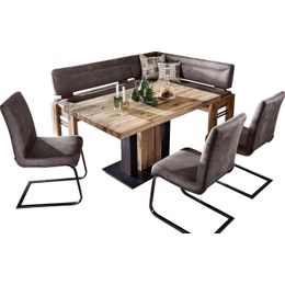 K+w Komfort & Wohnen Eckbankgruppe K+W KOMFORT & WOHNEN "Floyd", grau (elephant 80,), B:163cm H:90cm T:203cm, Sitzmöbel-Sets, Stauraum-Eckbank, wahlweise rechts oder links langer Schenkel 203cm