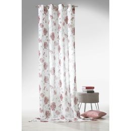 Weckbrodt-Gardinen Vorhang WECKBRODT "Dahlia" Gr. 1, rot, B:140cm H:245cm, Polyester, Gardinen, Leinen-Optik, Transparent, floral, geblümt, Gardine, Store