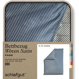 Bettbezug Schlafgut "Woven Satin Fade mit feinen Streifen", blau (grau light, blau mid), L:200cm, Mako-Satin, Obermaterial: 100% Baumwolle, Bettbezüge, mit Farbverlauf, Mix & Match: passender Kissenbezug erhältlich