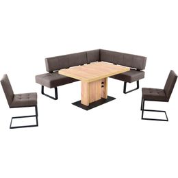 K+w Komfort & Wohnen Essgruppe K+W KOMFORT & WOHNEN "Spider II", braun (coffee,), B:195cm H:88cm T:50cm, Sitzmöbel-Sets, langer Schenkel wahweise in 2 Breiten, 2 Freischwinger, 1 Tisch