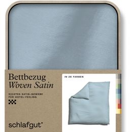 Bettbezug Schlafgut "Woven Satin", blau (blau light), B:200cm L:200cm, Mako-Satin, Obermaterial: 100% Baumwolle, Bettbezüge, besonders dicht gewebt, Mix & Match: passender Kissenbezug erhältlich