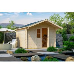 Skan Holz Gartenhaus SKANHOLZ "Faro 1", beige (natur), Fußboden im Gartenhaus, Holzwerkstoff, Gartenhäuser