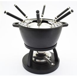 Mäser Fonduetopf MÄSER "Gusseisen", schwarz, Töpfe, inkl. einem Rechaud, 6 Fonduegabeln und einem Brenner