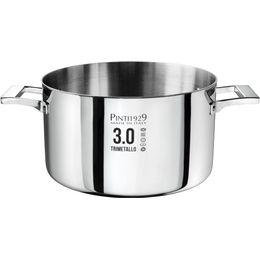 Pinti Inox Fleischtopf PINTINOX "Century 3.0", silber (edelstahlfarben), H:14cm Ø:24cm, Töpfe, Boden und Seitenwände komplett aus 3 Schicht Material, Induktion