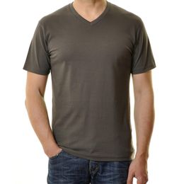 T-Shirt Ragman, Herren, Gr. S, grau (schiefergrau), Baumwolle, regular fit, V-Ausschnitt, Shirts
