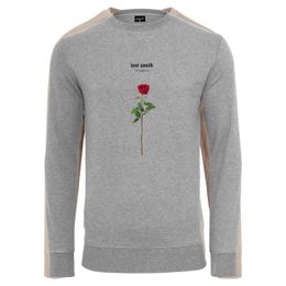 Rundhalspullover MisterTee "MisterTee Herren Lost Youth Rose Crewneck", Herren, Gr. M, grau, 60% Baumwolle, 40% Polyester, unifarben, normal, Rundhals, Pullover