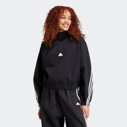 Sweatjacke adidas Sportswear "W FI 3S QZ", Damen, Gr. L, schwarz, Obermaterial: 64% Baumwolle, 36% Polyester, Sweatjacken