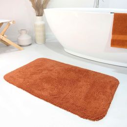 Badematte WECON HOME BASICS "Ole WB-2721", orange (terrakotta), H:20mm, Baumwolle, Badematten, 100% Baumwollflor, waschbar, einfarbig, Badezimmerteppich