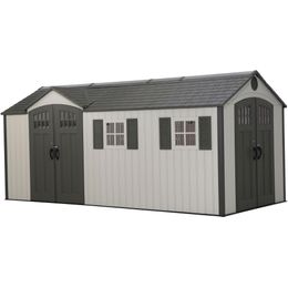 Gerätehaus Lifetime "Chateau", grau, HDPE (High Density Polyethylen), Kunststoff, Gerätehäuser, Kunststoff, inkl. Fußboden, Regale und Werkzeugtasche