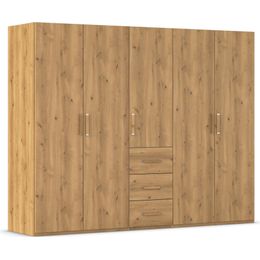 Drehtürenschrank Rauch "Kleiderschrank Schrank Garderobe Schlafzimmerschrank EVELYN", braun (asteiche), B:251cm H:197cm T:60cm, Holzwerkstoff, Schränke, in elegantem Stil mit Schubladen 3 Breiten und 2 Höhen MADE IN GERMANY