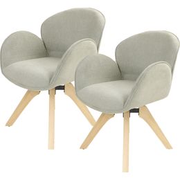 Armlehnstuhl Tom Tailor HOME "WINGS ARMCHAIR", beige (soft nature, rubberwood, holzfarben), B:61cm H:82cm T:63,5cm, Massivholz, Stoff, Stühle, mit Armlehnen, drehbar, Rückholfunktion, Massivholzgestell