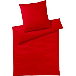 Bettwäsche Yes For Bed "Pure & Simple Uni in Gr. 135x200, 155x220 oder 200x200 cm", rot, B/L: 200cm x 200cm, 1 Stk., 2 Stk., Mako-Satin, B/L: 80cm x 80cm & 80cm x 80cm, 3 Stk., Mako-Satin, Obermaterial: 100% Baumwolle, Bettwäsche, Bettwäsche aus Baumwolle, zeitlose Bettwäsche mit seidigem Glanz