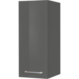 H&auml;ngeschrank Nobilia ""Flash", Ausrichtung w&auml;hlbar, vormontiert", grau (front: lacklaminat schiefergrau hochglanz, korpus: schiefergrau), B:30cm H:72cm T:37,2cm, Schr&auml;nke, H&auml;ngeschrank, in drei Breiten: 30, 45 und 60 cm, mit Soft-Close-Funktion