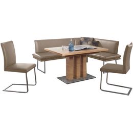 K+w Komfort & Wohnen Essgruppe K+W KOMFORT & WOHNEN "Santos III", grau (smoke,), B:205cm H:86cm T:158cm, Sitzmöbel-Sets, gepolsterte Eckbank und Stühle, langer Schenkel rechts oder links