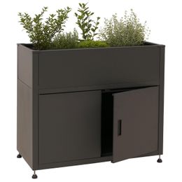 Hochbeet HWC-O85, Metallhochbeet Blumenkasten Pflanzkübel Stauraum, Metall 33kg 91x101x51cm ~ anthrazit