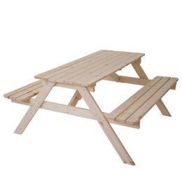 Biergarten-Garnitur Narvik, Picknick-Set, Holz Gastronomie-Qualität massiv 148x150cm