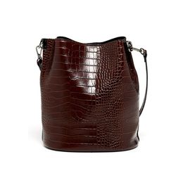 maison héritage PARIS Leder-Umhängetasche "Bruna" in Dunkelbraun - (B)23 x (H)26,5 x (T)16 cm - 71% | Damen-taschen