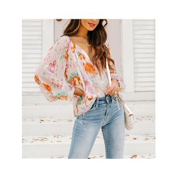LA Angels Bluse in Creme/ Bunt - 68% | Gr&ouml;&szlig;e M | Damen-blusen