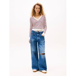 Tommy Jeans Pullover in Weiß/ Rot/ Dunkelblau - 26% | Größe L | Damen-pullover-cardigans