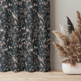 Vorhang Nostalgischer Garten mit Vögeln - blickdichte Gardine Blumen Floral Botanik Tropical Illustration Muster Tiere Wohnzimmer Schlafzimmer Küche