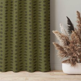 Vorhang Ungleiche Punkte Muster - Olive Grün - blickdichte Gardine Muster Wohnzimmer Schlafzimmer Küche Bad Badezimmer Grün