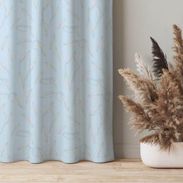Vorhang Weide Blätter Muster - Himmelblau - blickdichte Gardine Muster Blumen Floral Wohnzimmer Schlafzimmer Küche Bad Badezimmer Blau
