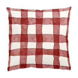 Bilderwelten Dekokissen Weihnachtliches Gingham-Karo in Rot