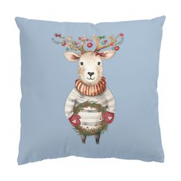 Bilderwelten Dekokissen Weihnachtsreh mit Schmuck