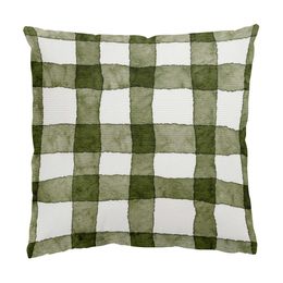 Bilderwelten Dekokissen Kissenbezug Weihnachtliches Gingham-Karo in Gr&uuml;n