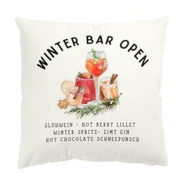 Bilderwelten Dekokissen Kissenbezug Winter Bar open