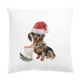 Bilderwelten Dekokissen Kissenbezug Weihnachtsdackel warm & cozy