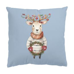 Bilderwelten Dekokissen Kissenbezug Weihnachtsreh mit Schmuck