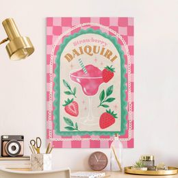 Bilderwelten Leinwandbild Strawberry Daiquiri mit Karos