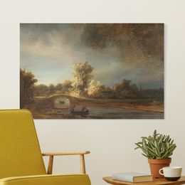 Bilderwelten Leinwandbild Rembrandt - Landschaft mit Steinbr&uuml;cke