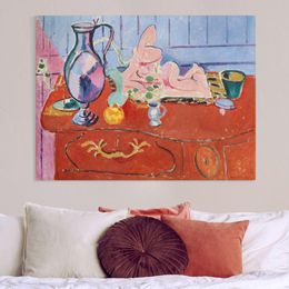 Bilderwelten Leinwandbild Henri Matisse - Stillleben mit Krug und lila Statuette auf roter Kommode