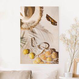 Bilderwelten Leinwandbild Sommerliche Zitronen mit Hut