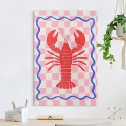 Bilderwelten Leinwandbild Rosa karierter Hummer
