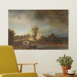 Bilderwelten Leinwandbild Rembrandt - Landschaft mit Steinbr&uuml;cke