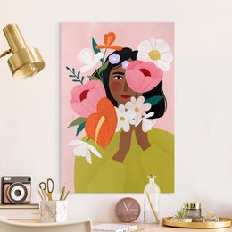Bilderwelten Leinwandbild M&auml;dchen mit leuchtenden Blumen