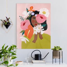 Bilderwelten Leinwandbild M&auml;dchen mit leuchtenden Blumen