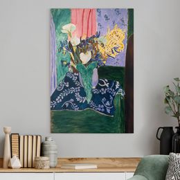 Bilderwelten Leinwandbild Henri Matisse - Blaue Blumenvase auf blauer Tischdecke