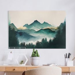 Bilderwelten Leinwandbild Aquarellierte Berglandschaft